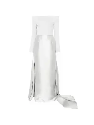 Solace London Off-shoulder Draped Maxi Gown - Grey