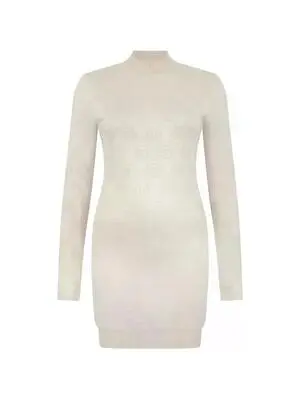 Philipp Plein Monogram Long-sleeve Mini Dress - Neutrals