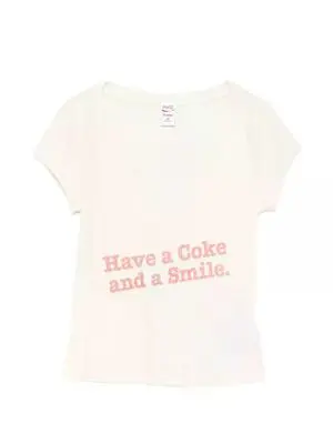 RE/DONE X Coca Cola Slogan-print V-neck T-shirt - Neutrals