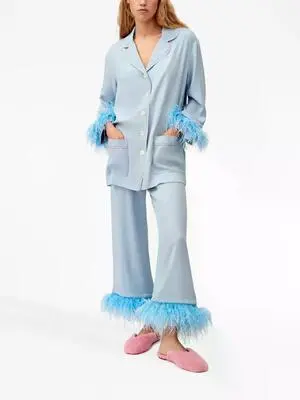 Sleeper Feather-trim Pyjamas - Blue