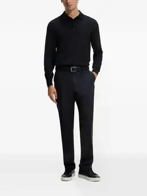 BOSS Long Sleeve Polo Sweater - Blue