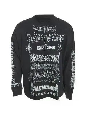 Balenciaga Printed Crew-neck Sweatshirt - Black