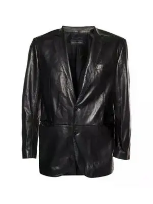 Ralph Lauren Button-up Leather Jacket - Black