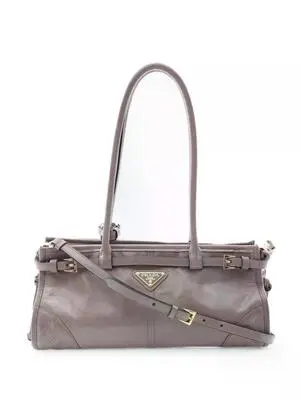 Prada 2010s Buckled Leather Handbag - Grey