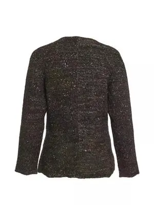LOUIS VUITTON Asymmetrical Tweed Cardigan - Black