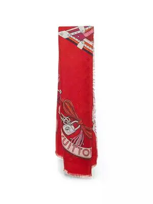LOUIS VUITTON Flower Straps Print Scarf - Red