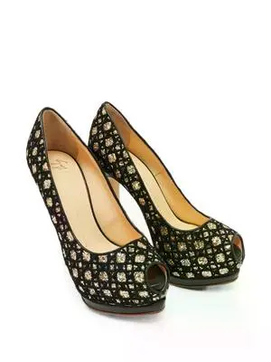 GIUSEPPE ZANOTTI Glitter Cage-pattern Platform Pumps
