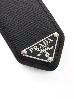Prada 2010s Saffiano Triangle Logo Belt