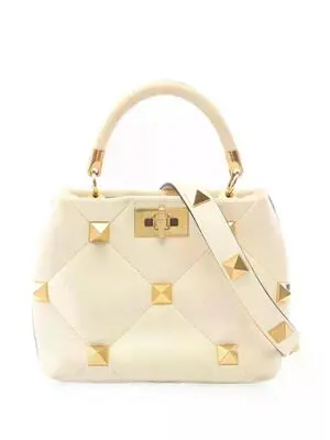Valentino Garavani 2000s Small Roman Stud Tote Bag - Neutrals