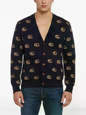 Gucci Gg Monogram Cardigan - Blue