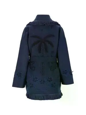 Alanui Embroidered Wool Cardigan With Fringed Trim