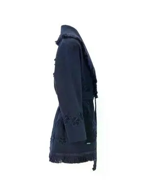 Alanui Embroidered Wool Cardigan With Fringed Trim