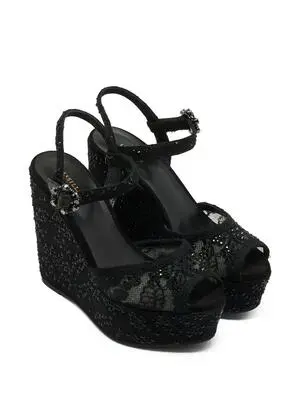 LE SILLA Crystal-embellished Lace Sandals
