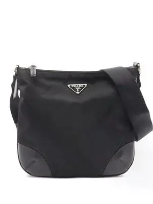 Prada Triangle Logo Shoulder Bag - Black