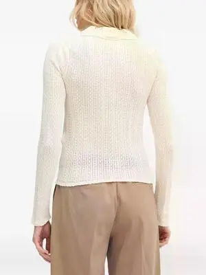 HOSS INTROPIA Isabel Crochet-collar Pointelle-knit Cardigan