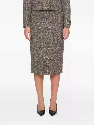 Alessandra Rich Bouclé-knit Pencil Midi Skirt - Grey