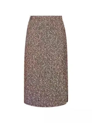Alessandra Rich Bouclé-knit Pencil Midi Skirt - Grey