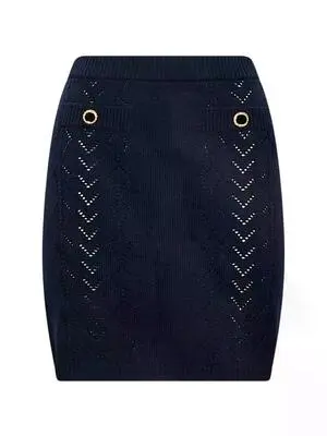Alessandra Rich Pointelle-knit Button-detail Mini Skirt