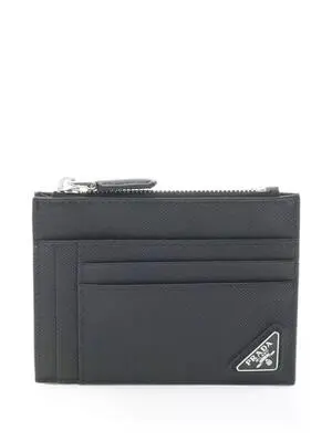 Prada 2020s Saffiano Triangle-logo Card Case - Black
