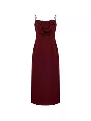 Magda Butrym Ruffled Floral-appliqué Dress - Red