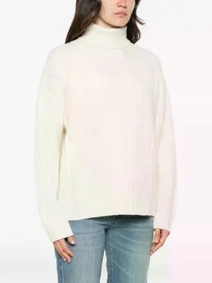 LOIS Alba Ribbed Knit Roll Neck Sweater - White