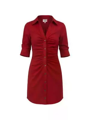 Cinq À Sept Elina Ruched Button-up Mini Dress - Red
