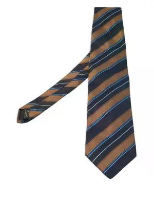 Ermenegildo Zegna Striped Silk Tie - Brown