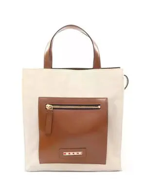 Marni Zipped Canvas Tote Bag - Neutrals