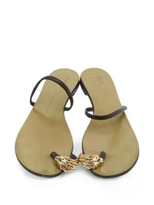 GIUSEPPE ZANOTTI Crystal-embellished Toe-ring Flat Sandals - Black