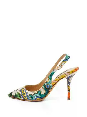 Dolce & Gabbana Floral-print Slingback Pumps - Neutrals
