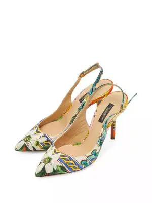 Dolce & Gabbana Floral-print Slingback Pumps