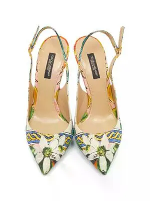 Dolce & Gabbana Floral-print Slingback Pumps