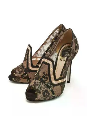Rene Caovilla Lace Pearl-embellished Pumps