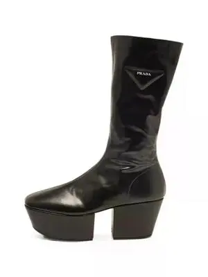 Prada Triangle Logo Platform Ankle Boots