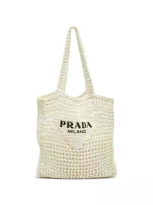 Prada Crochet-construction Tote Bag - Neutrals