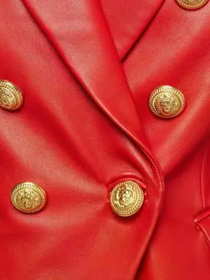 Balmain Double-breasted Leather Blazer