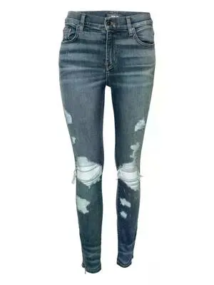 Amiri Distressed Ankle-zip Jeans - Blue