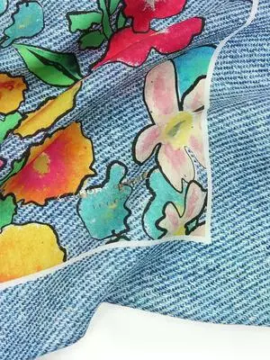 Kurt Geiger Floral-print Denim-effect Scarf