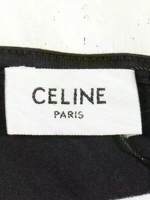 Celine Logo Print Fringe T-shirt
