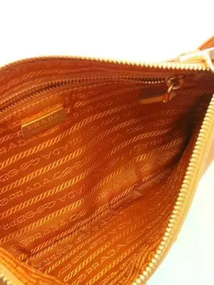 Prada Grain Leather Shoulder Bag - Orange