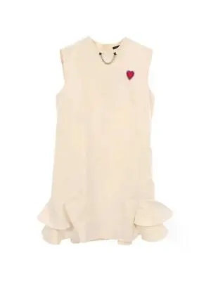 LOUIS VUITTON 2000s Game On Heart-patch Mini Dress - Neutrals