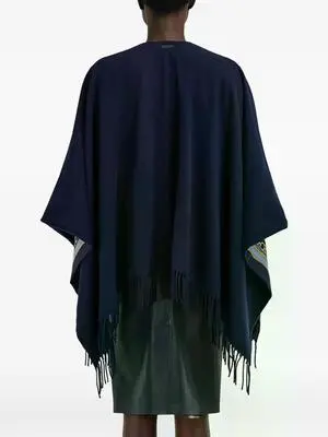 FERRAGAMO Feline-print Reversible Cape - Blue