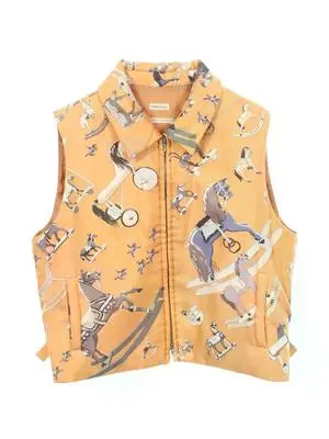 Hermès 2010s Raconte-moi Le Cheval Silk Vest - Orange