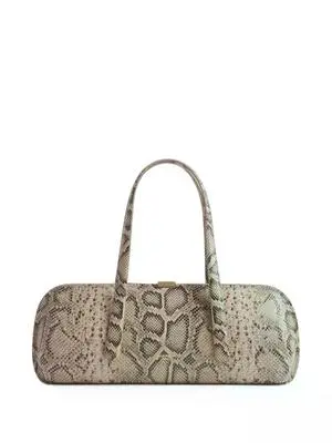 MUGLER Mugler Aurora Snakeskin-Effect Shoulder Bag Neutrals