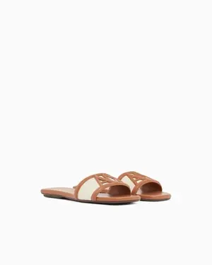 Armani Exchange Canvas And Logo Flat Sandals