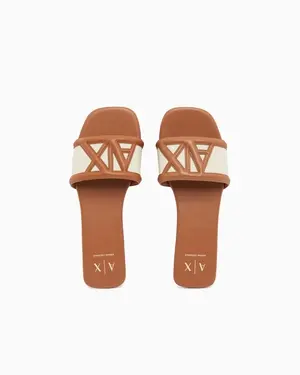 Armani Exchange Canvas And Logo Flat Sandals