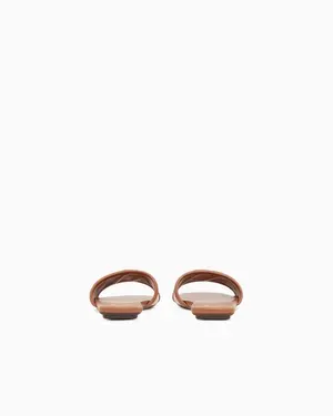 Armani Exchange Canvas And Logo Flat Sandals