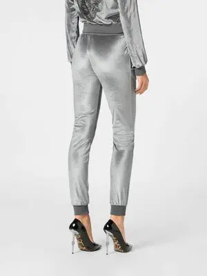 Philipp Plein Slim Fit Chenille Velvet Jogging Pants With Drawstring Waist - Grey