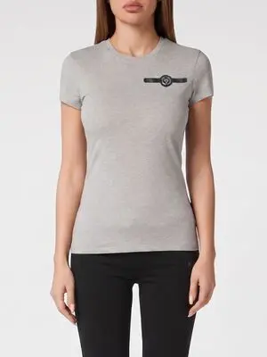 PLEIN SPORT Slim Fit Jersey T-shirt With Contrast Logo - Grey