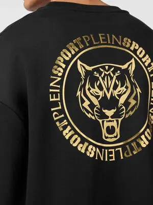 PLEIN SPORT Crewneck Cotton Sweatshirt With Laminated Contrast Logo